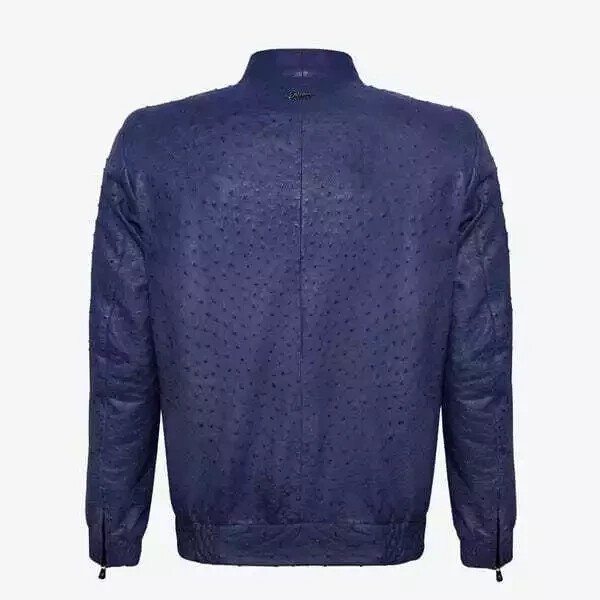 New Men's Motor Bomber Genuine Ostrich Embossed Leather Jacket | eBay