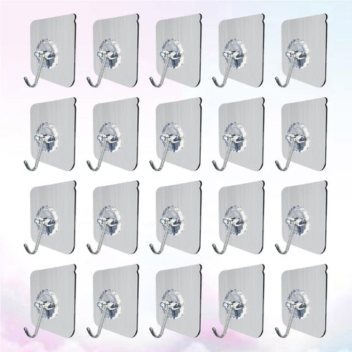 20 Pcs Waterproof Reusable Hooks Removable Picture Hangers Sticky Wall ...