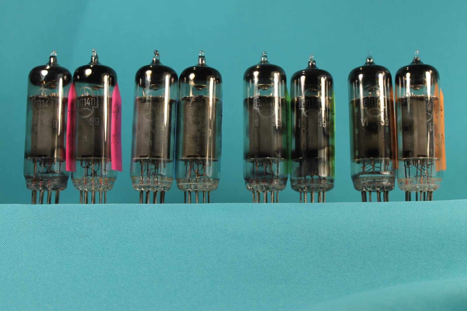 RARE Matched Pair Early 6P14P / EL84 / 6BQ5. Pentode Tubes.Dish getter ...