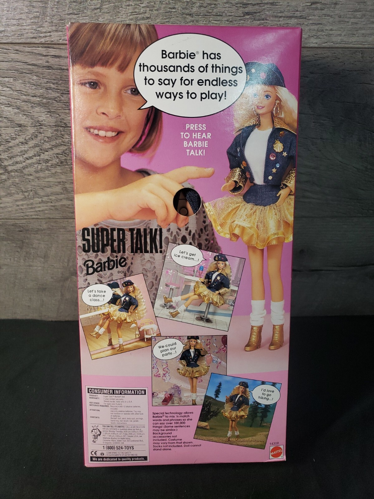 NRFB 1995 Mattel Super Talk Barbie Doll Talking 14308 Gold Metallic ...