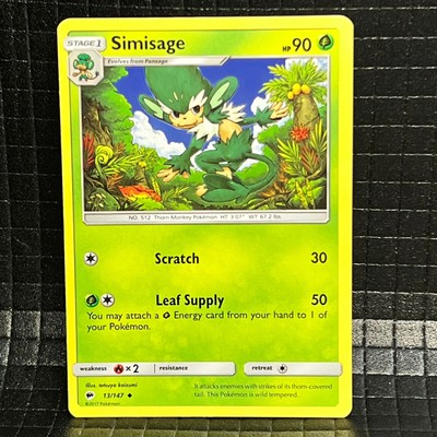 Simisage #13/147 Burning Shadows Pokemon Uncommon Card | eBay