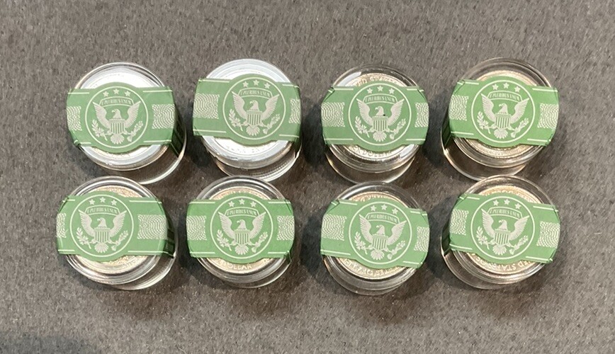 Never Circulated US State Quarters Wood & Glass Display with Sealed ...