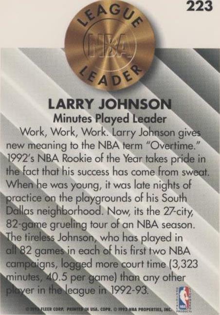 1993-94 Fleer - Larry Johnson #223 for sale | eBay