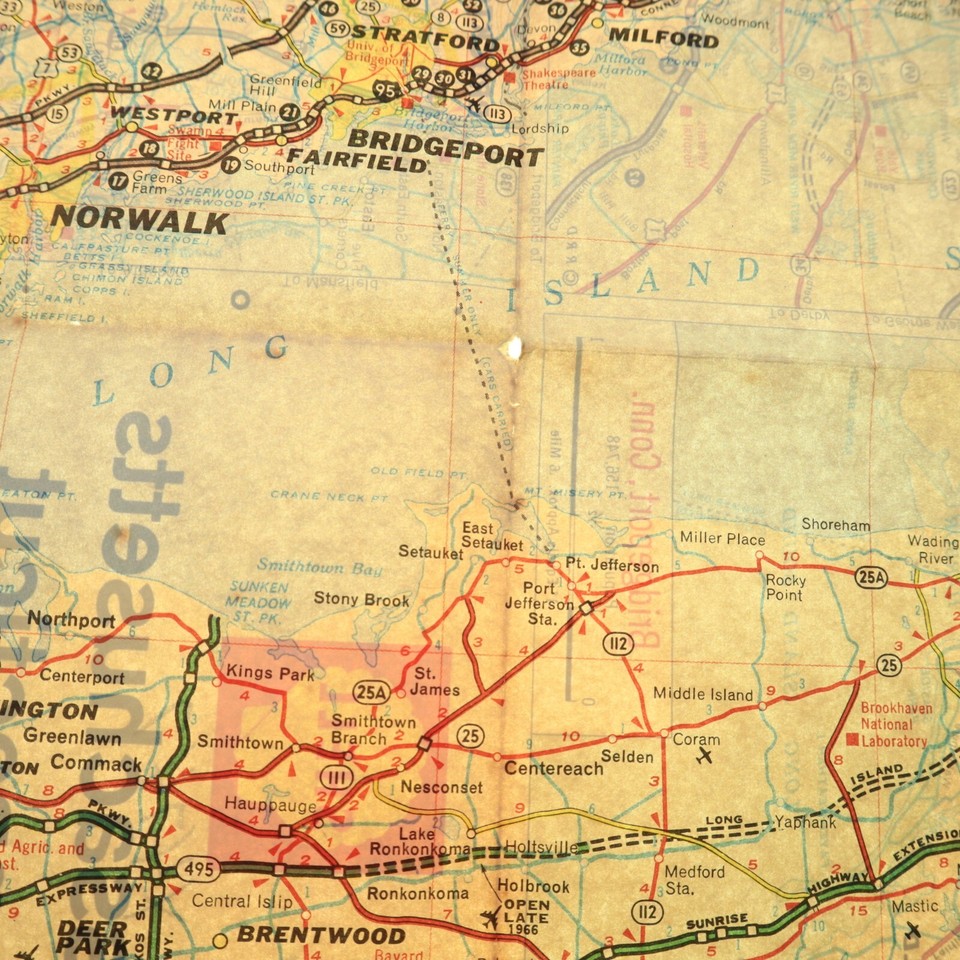 Massachusetts Connecticut Rhode Island State Travel Roadmap 1966 Shell ...