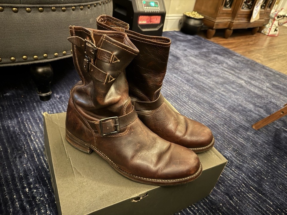 Vintage Frye Engineer/Moto Boots Men’s Size 10.5 Brown | eBay