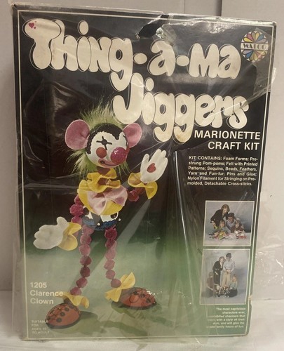 Vintage 1977 Clarence Clown Craft Kit Puppet Marionette Walco Thing-a ...