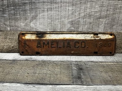 1965 Amelia County Virginia License Plate Town Tag City Topper Car ...