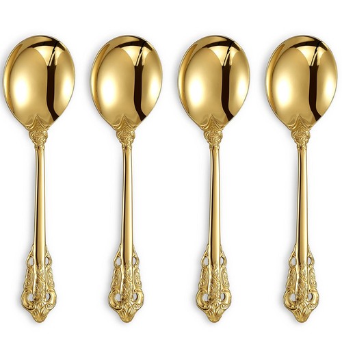 Gorgeous Round Soup Spoon, Set of 4, 18/10 Stainless Steel, Luxury ...