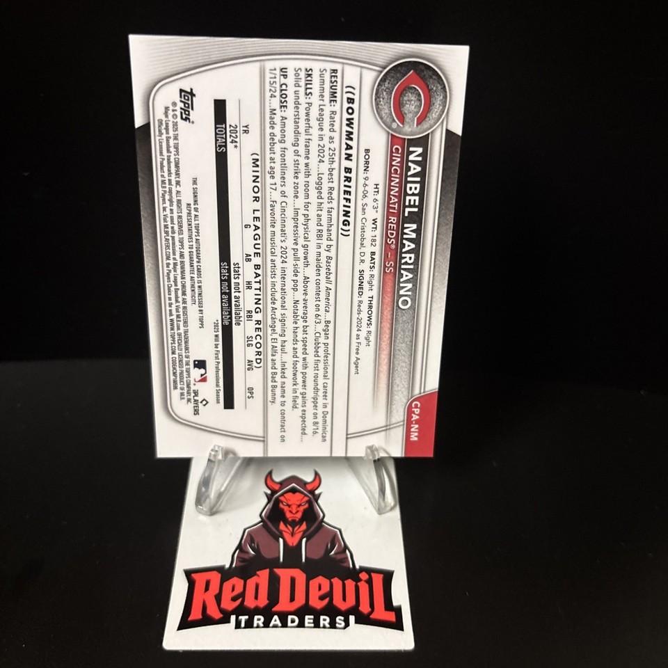 2025 Bowman - Chrome Prospect Autographs Naibel Mariano #CPA-NM (AU, RC ...