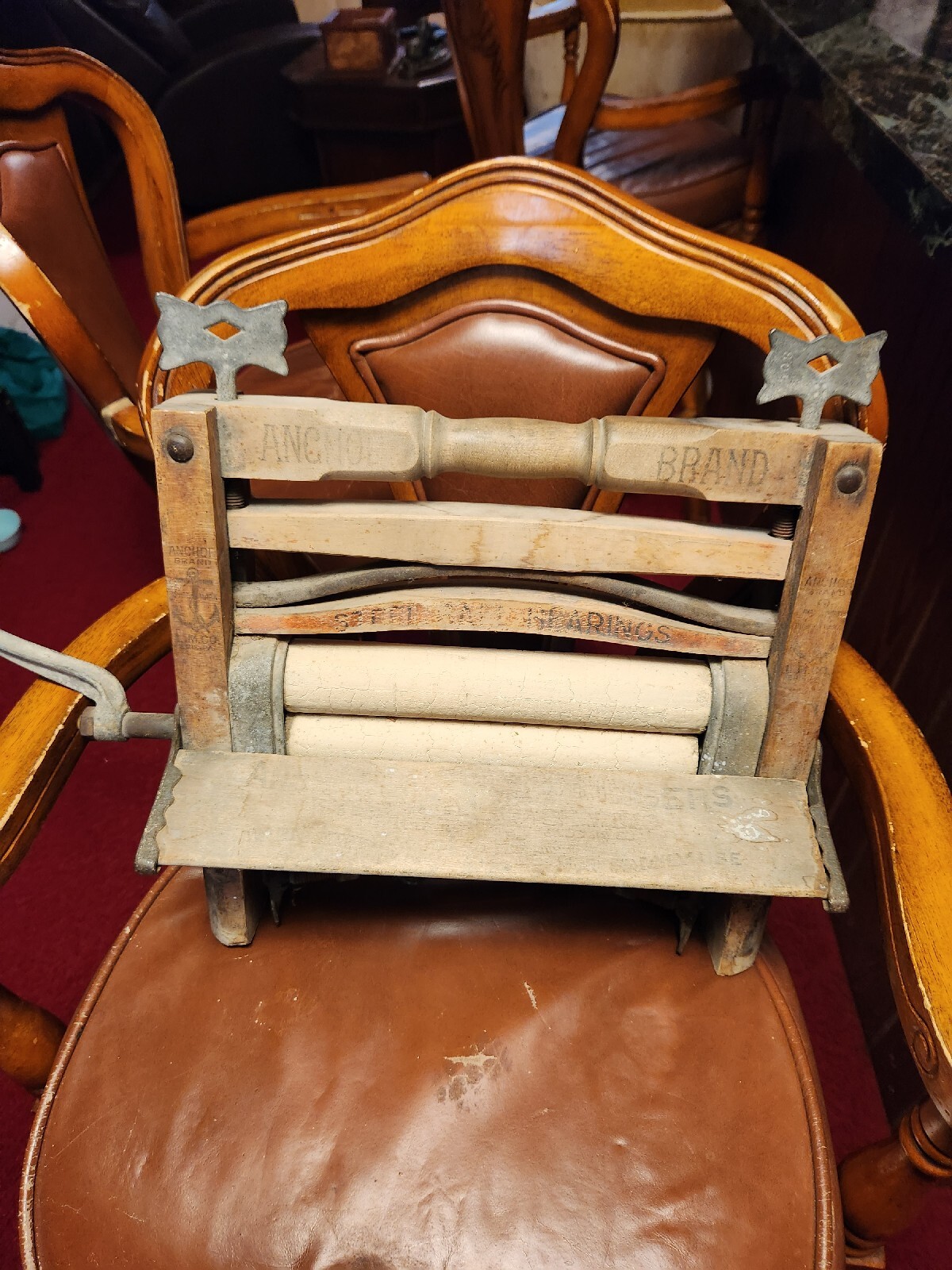 Antique Primitive Anchor Brand Enclosed Cog Wheel Clothes Wringer ...