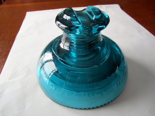 HUGE! E1900s CD#302 [020] HEM BLUE Glass HEMINGRAY MUNCIE TYPE 75 ...