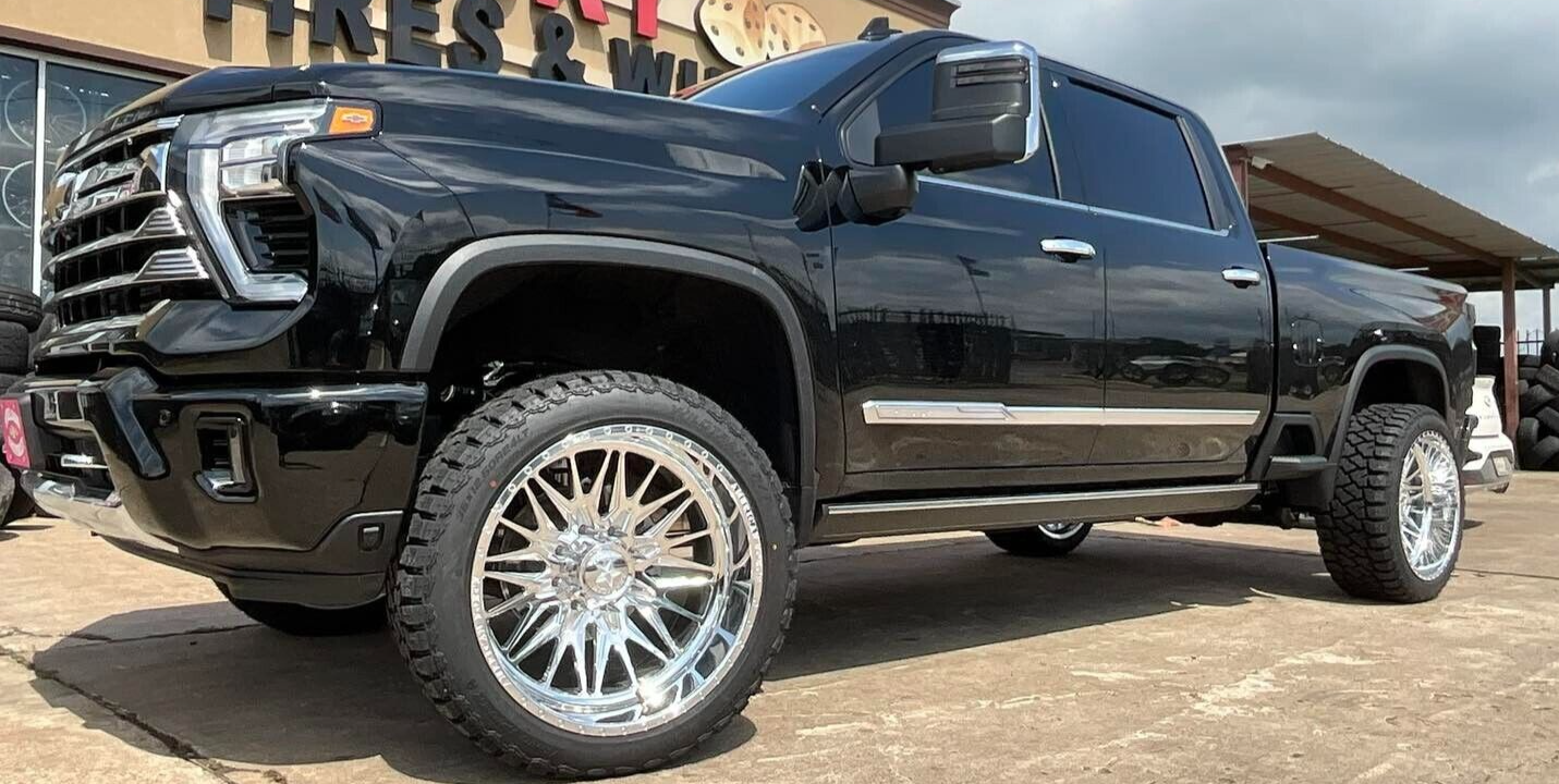 4 NEW 24x12 AMERICAN FORCE FROST WITH 35125024 MT TIRES 8X180 CHEVY GMC ...