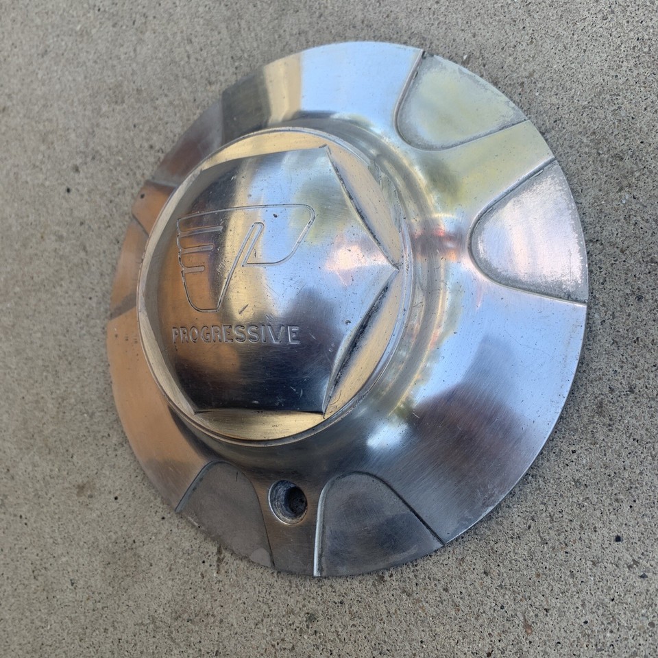 Progressive POLISHED Alum Mag Dome Hex Top Wheel 7" O.D. Center Cap w ...