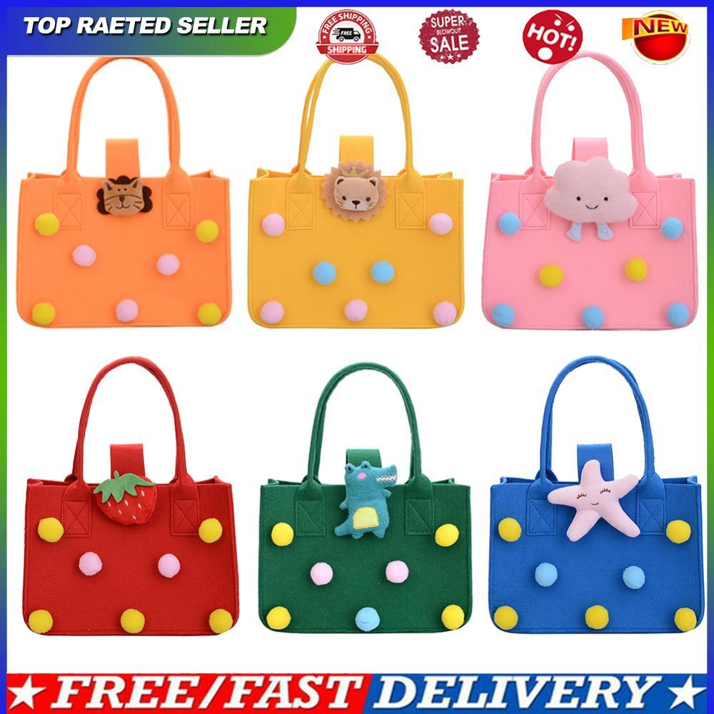 Casual Felt Tote Portable Bag Kids Cartoon Top-handle Bag Pocketbook ...