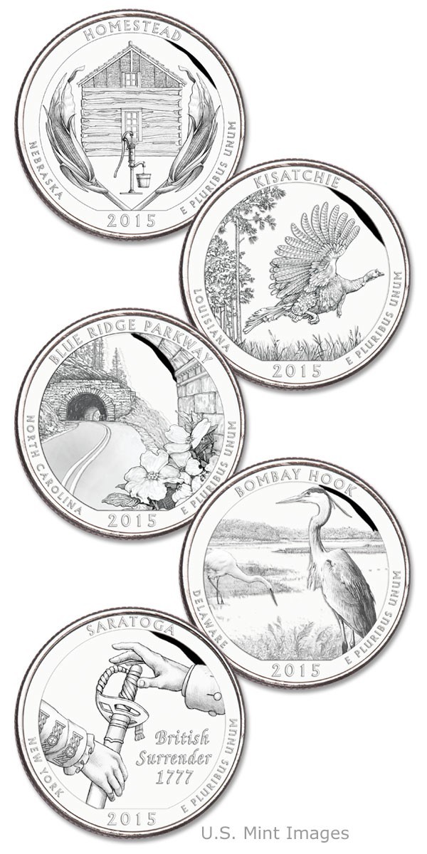 2015 P&D Set American Beautiful National Park Quarters U.S. Mint Coins ...