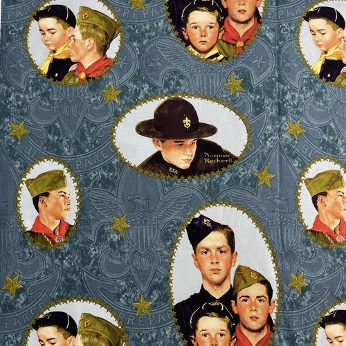 Boy Scout Fabric Norman Rockwell BTHY Quilting Treasures On My Honor ...