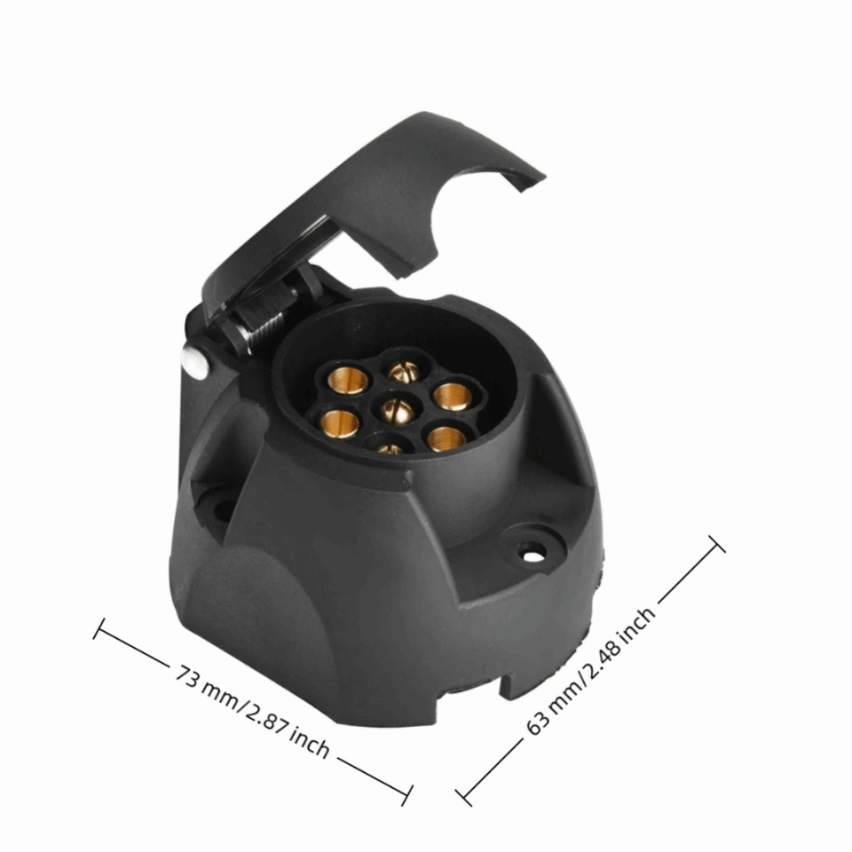 7 Pin 7 Pin Round Socket Waterproof 12V Cable Connector European ...