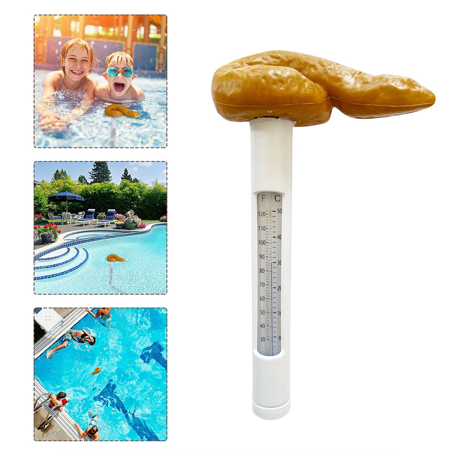 Prank Poop Pool Floating Thermometer Hot Tub Water Temperature ...