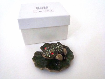 Jeweled Trinket Hinged Box - Frog on Lilypad trinket box | eBay