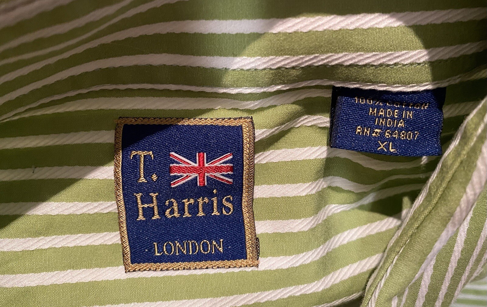 NEW! T. Harris London - cotton dress Shirt, dobby stripes LS- Mens XL ...