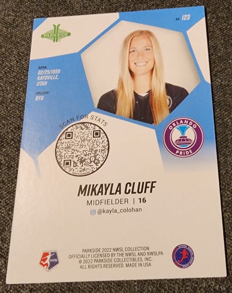 2022 PARKSIDE*NWSL*WOMENS SOCCER*BLACK & WHITE PARALLEL*MIKAYLA CLUFF ...