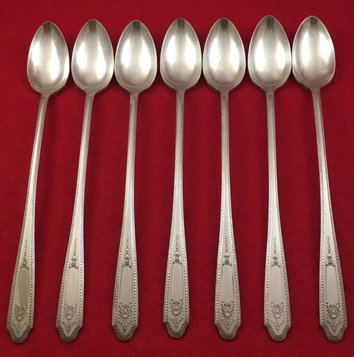 Lot Of 7 National Silver Co Martinique Silverplate Iced Tea Spoons 7 1/ ...