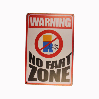 3x Tin Sign NO FART ZONE WARNING Sprint Drink Bar Whisky Rustic Look ...