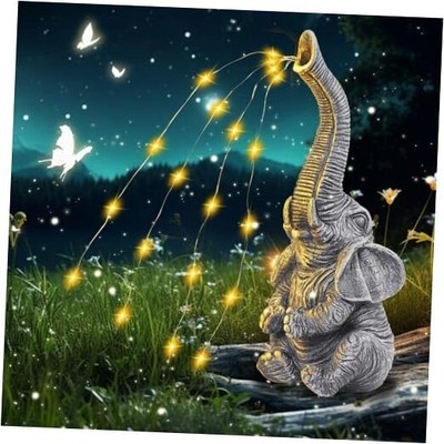 Solar Elephant Garden Statue - Elephant Figurines with LED Light ...