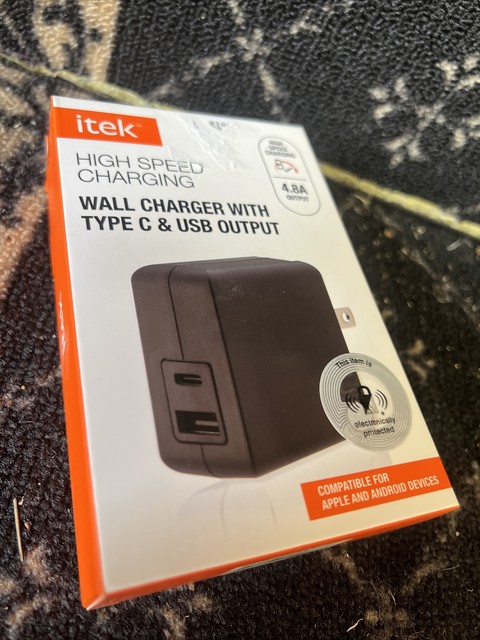 iTek High Speed Charging 4.8a Wall Charger With Type C & USB Output for ...