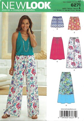 New Look 6271 Drawstring Waist Pants, Shorts & Skirts in 3 Lengths Sz ...