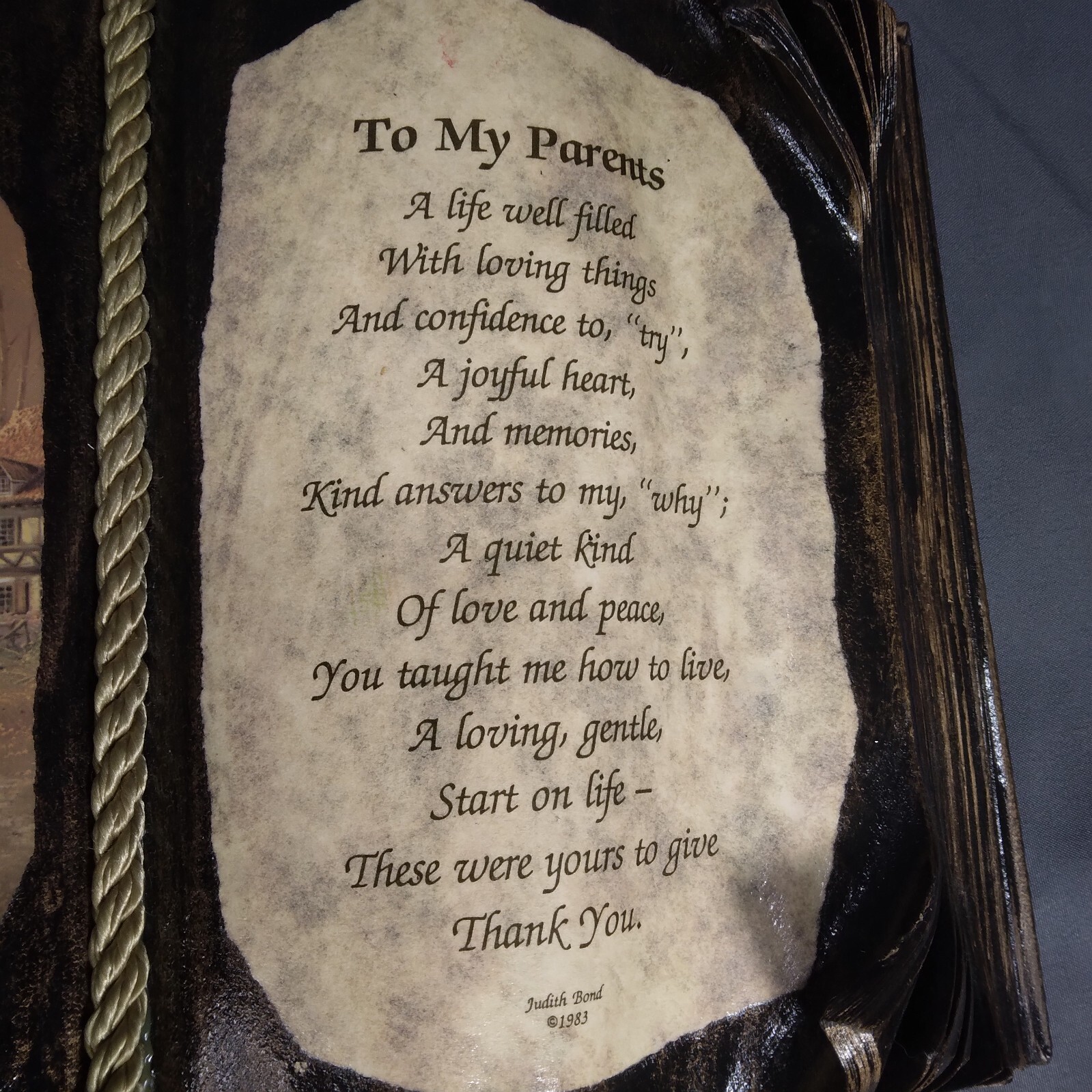 Vtg '83 Books Of Love "To My Parents" Judith Bond Poem Decoupage Book ...