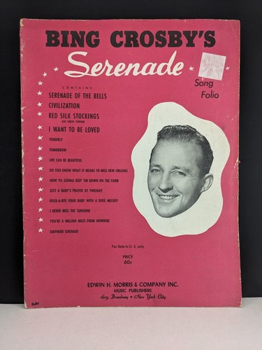 Bing Crosby's Serenade Song Folio 1948 Vintage Sheet Music Book | eBay