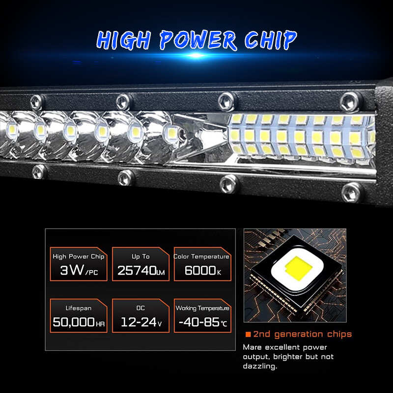 32"Inch LED LIGHT BAR Tri Row Spot Flood Combo Truck Offroad 4WD ATV ...