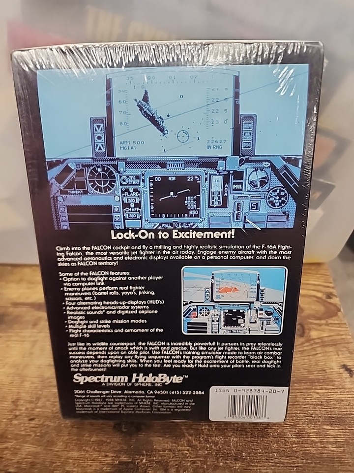 Falcon 1987 PC IBM Big Box Game Sealed NEW NOS Spectrum HoloByte Flight ...
