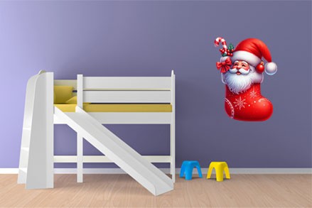 Christmas Stocking Santa Wall Art Bedroom Laptop Van Vinyl Sticker ...