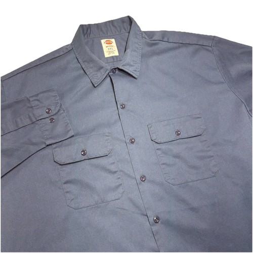 Dickies Work Navy Blue Long Sleeve Button Up Shirt Mens 3XL Twill ...