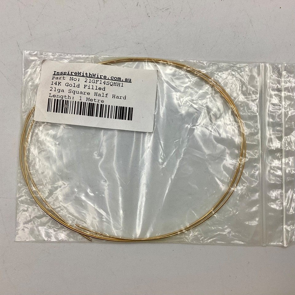 14K Gold Filled Square Half Hard Wire, 20ga - 50cm, 21ga - 1m (J) MO ...