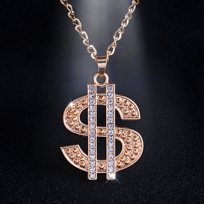 Chain Necklaces Hip Hop Rap Singer Money Dollar Sign Pendant Necklace ...