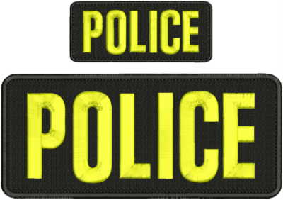 POLICE embroidery patch 4X10 and 2X5 hook yellow letters | eBay