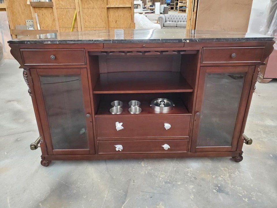 Howard Miller Niagara Demilune Home Bar w/ Italian Marble Top | eBay