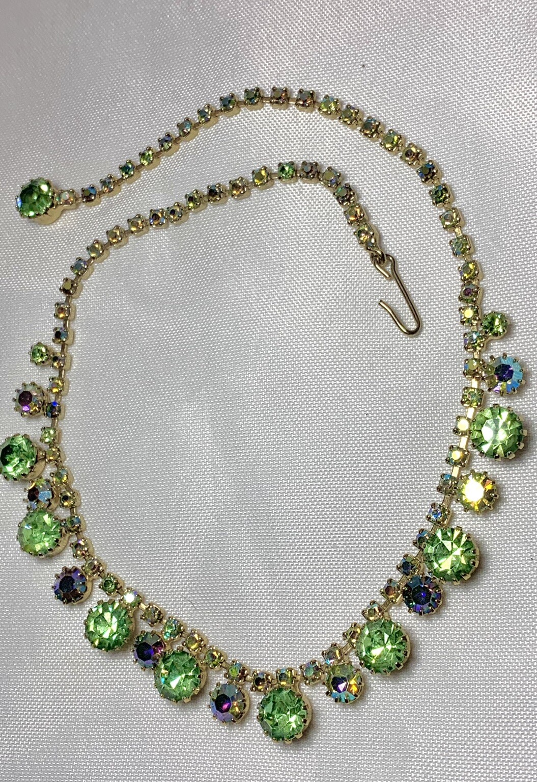 WEISS Signed Green Aurora Borealis Rhinestone Gold To… - Gem