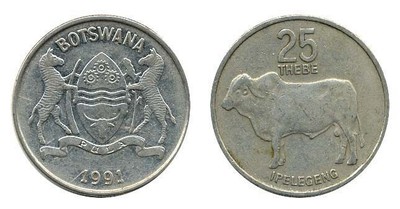 🔥LOT OF 50🔥 Botswana 25 thebe, Zebu Bull Cow animal wildlife coin (VF ...