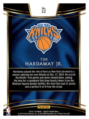 2018 Panini Select #52 Tim Hardaway Jr. New York Knicks Basketball Card ...