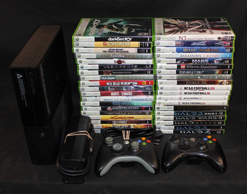 Xbox 360E Console with 38 Games and two Controllers TESTED | eBay