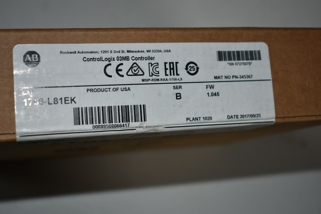 Allen-Bradley 1756-L81EK ControlLogix Logix5580 Processor for sale ...