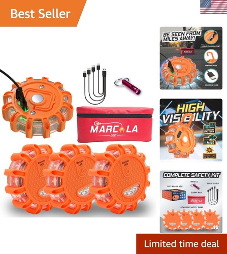 Compact Rechargeable LED Flares for Roadside Emergencies | 4 Flares ...