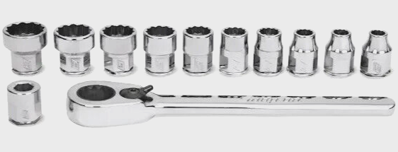 SNAP ON 12 Piece 1/4" Drive 12-Point Metric Low-Profile Ratchet ...