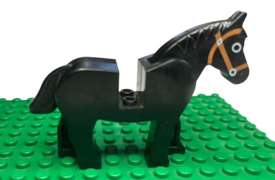 LEGO Horse with Brown Bridle Castle Western Black Color Round Eyes | eBay