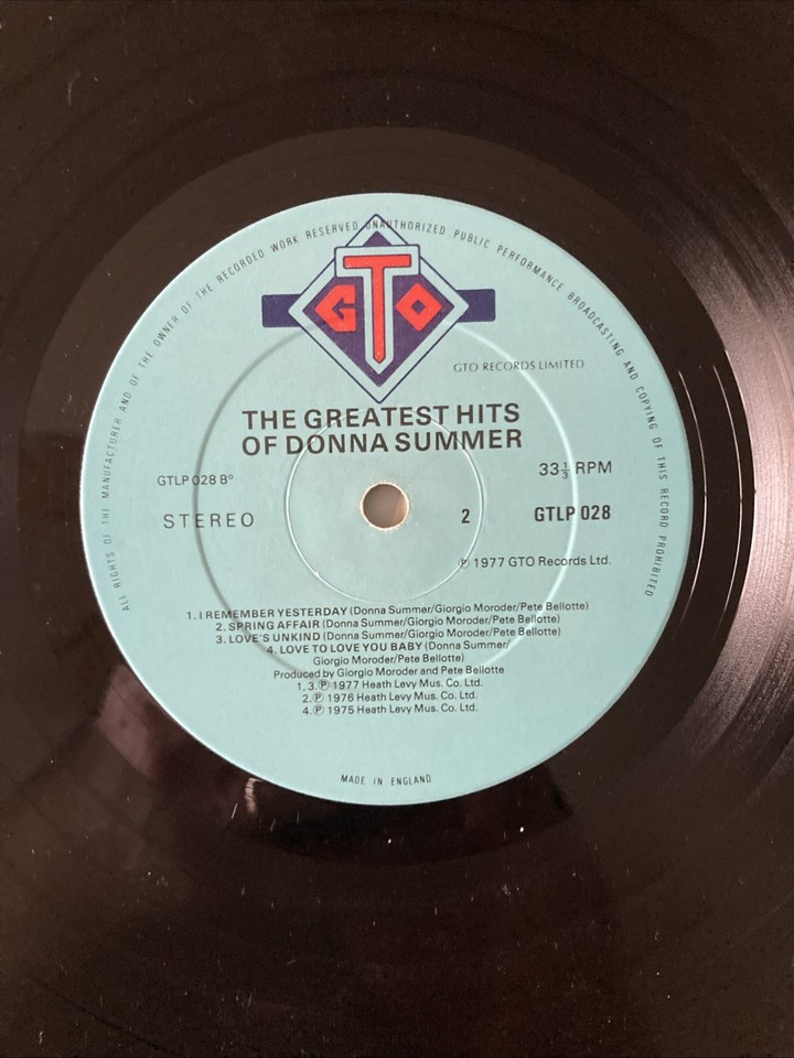 Donna Summer The Greatest Hits Of Donna Summer Vinyl Lp 1977 GTO ...