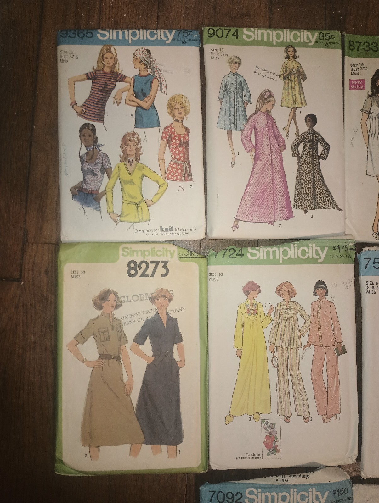 Lot Of 10 Vintage Simplicity Size 10 Sewing Patterns 1970-1981 Miss ...